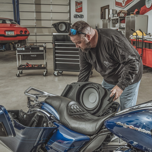 Motorcycle Subwoofers | Harley & Indian Bass Systems – Garage Bagger Stereo